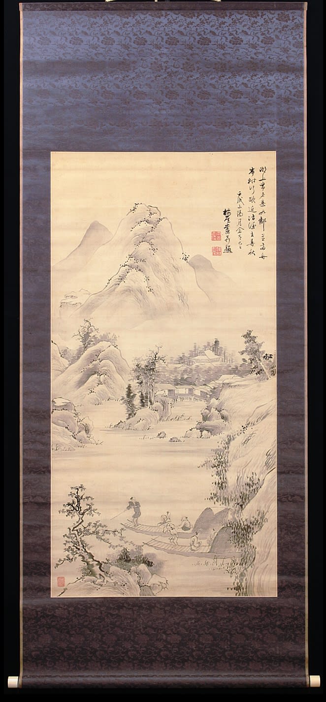 1133 十時梅厓先生水墨山水 絹本掛軸 江戸時代 |日本画 1133 十時梅厓先生水墨山水 絹本掛軸 江戸時代 |日本画