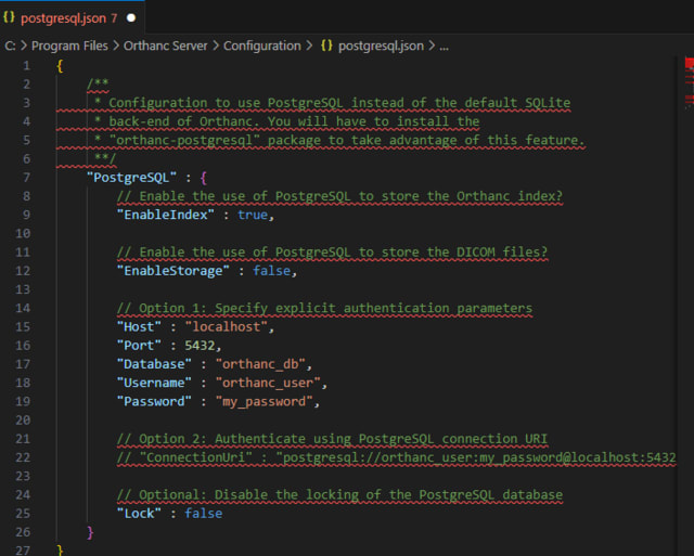Windows11にOrthanc+PostgreSQLを構築する（4）JSONファイルの設定 - 脊椎内視鏡下手術 - わきだ整形外科 - http://wakida.org