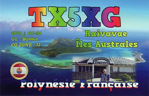 近着QSL（紙）TX5XG via SAT - 無線のムに濁点